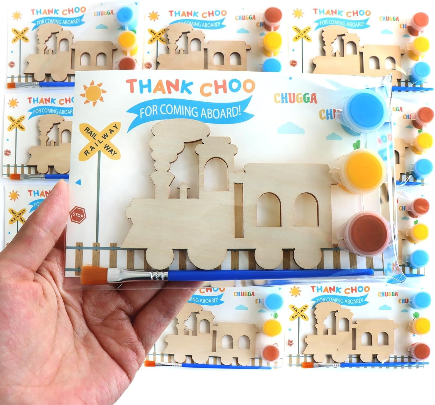 Hidove 12 Pack Pre-Packaged Train Shapes, Wooden Train Cut-Outs with ...