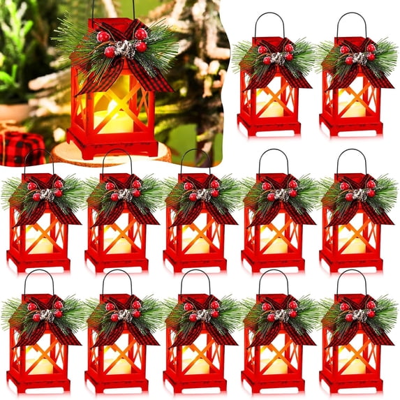 Hidove 12 Pcs Christmas Lantern 5.5" Christmas Lanterns Bulk Holiday ...