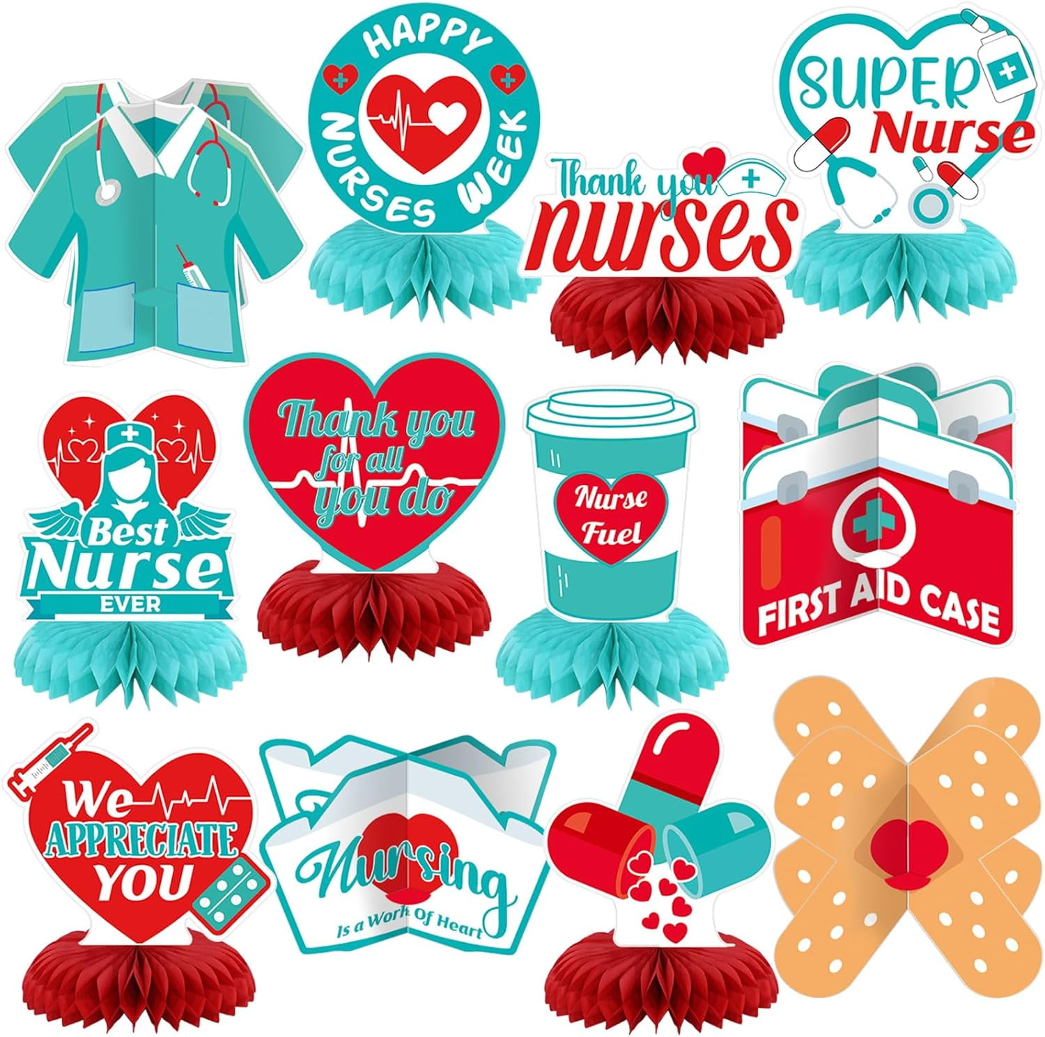 Hidove 12 Pcs Nurse Party Honeycomb Centerpieces Nurse Graduation Party ...