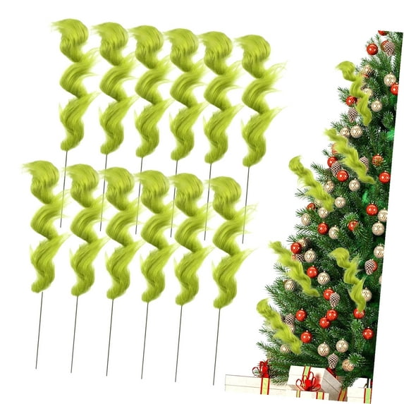 Hidove 12 Pieces Lime Furry Christmas Tree Picks Decorations, Tree ...