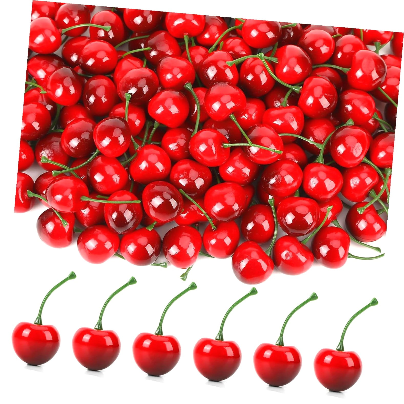 Hidove 120 Pcs Cherries, Artificial Cherry Red Fake Fruit Model ...