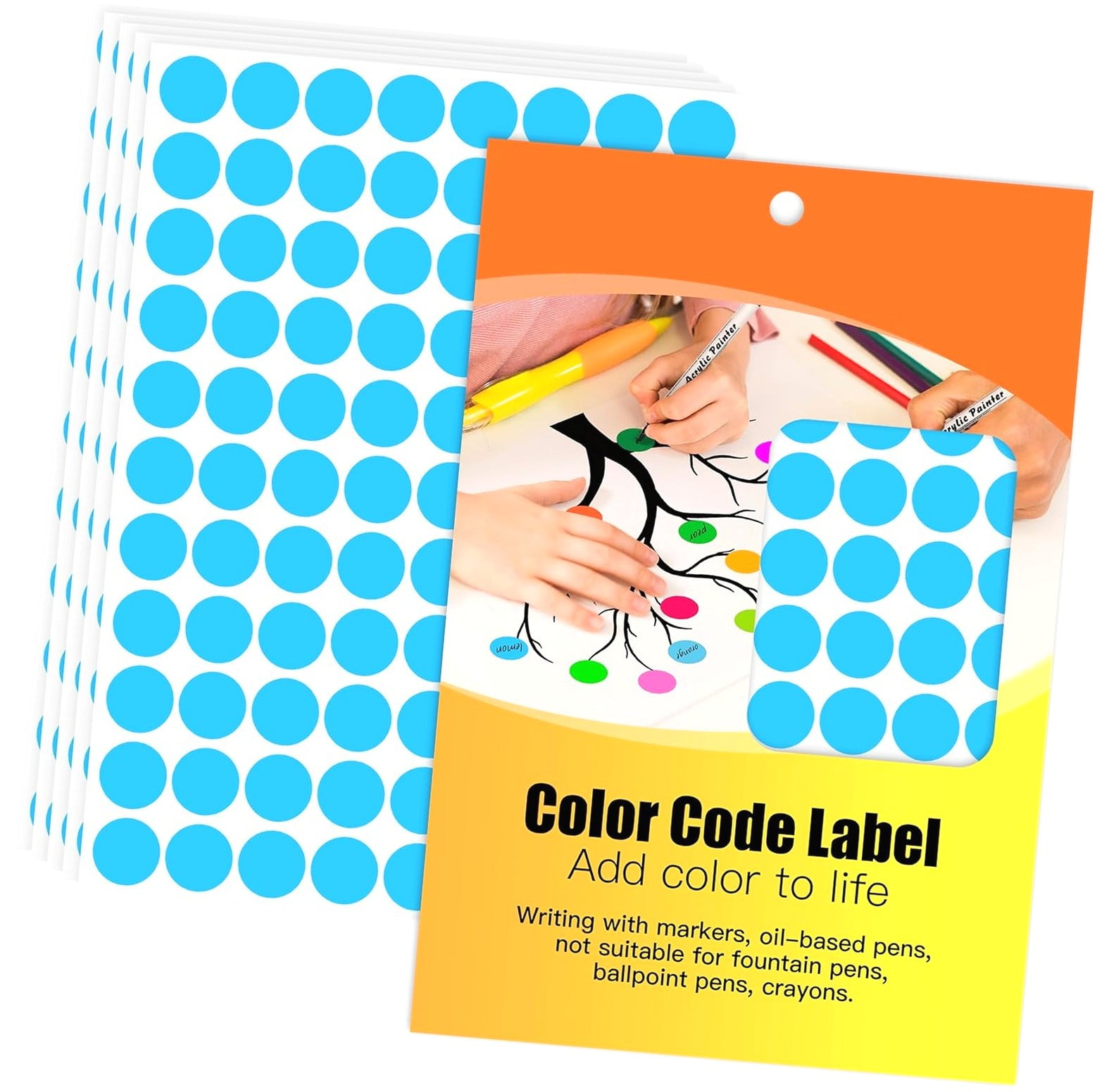 Hidove 1320PCS Color Coding Labels (15 Colors) 3/4 Inch Sky Blue Round ...