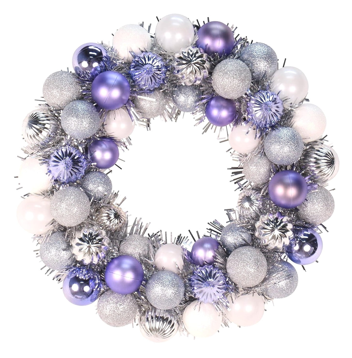 Hidove 16 Inch Wreath–Classical Glitter Wreath with Tinsel for Holiday ...