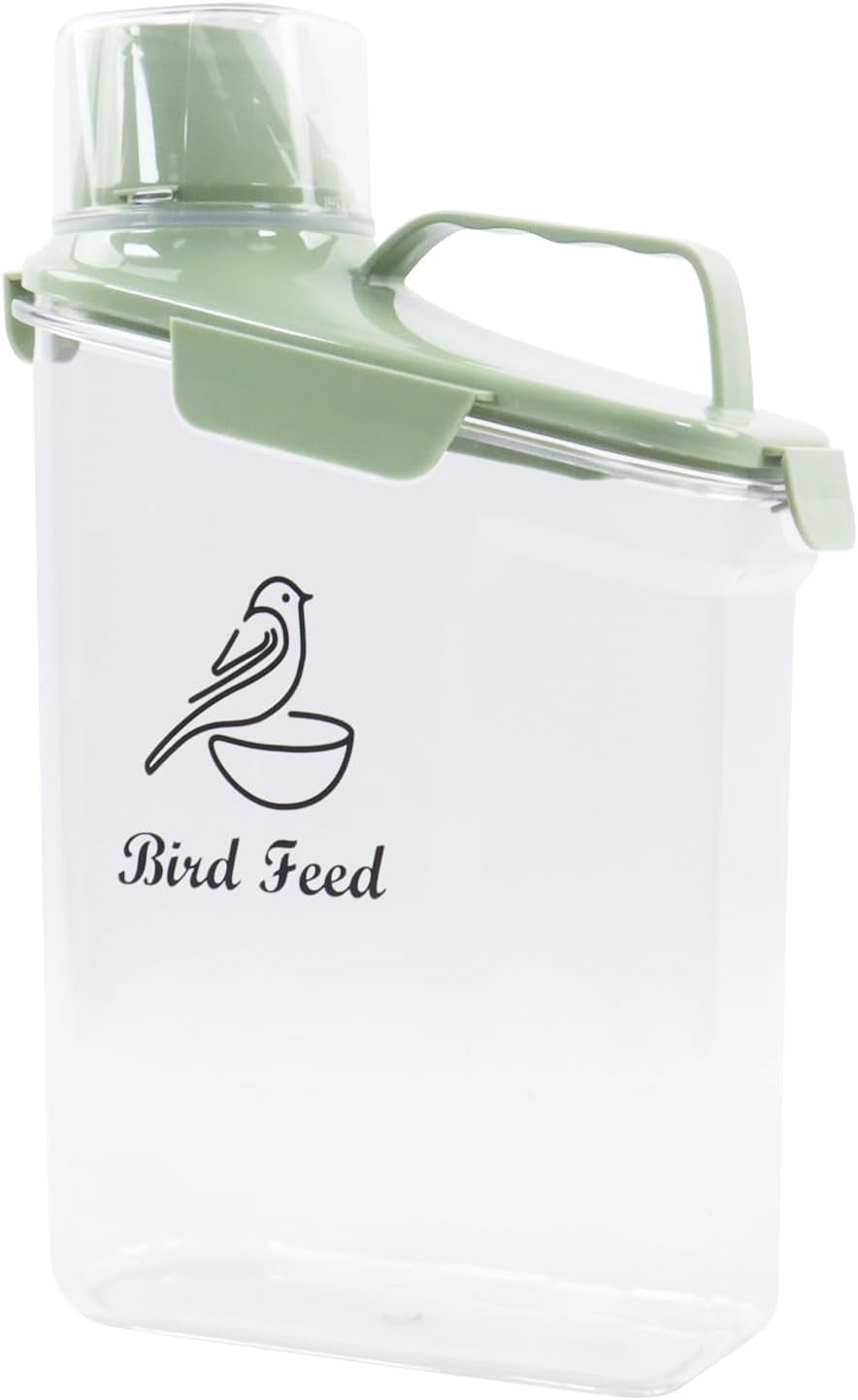 Hidove 2.8L Airtight Bird Seed Storage Container With Handle and Measu ...