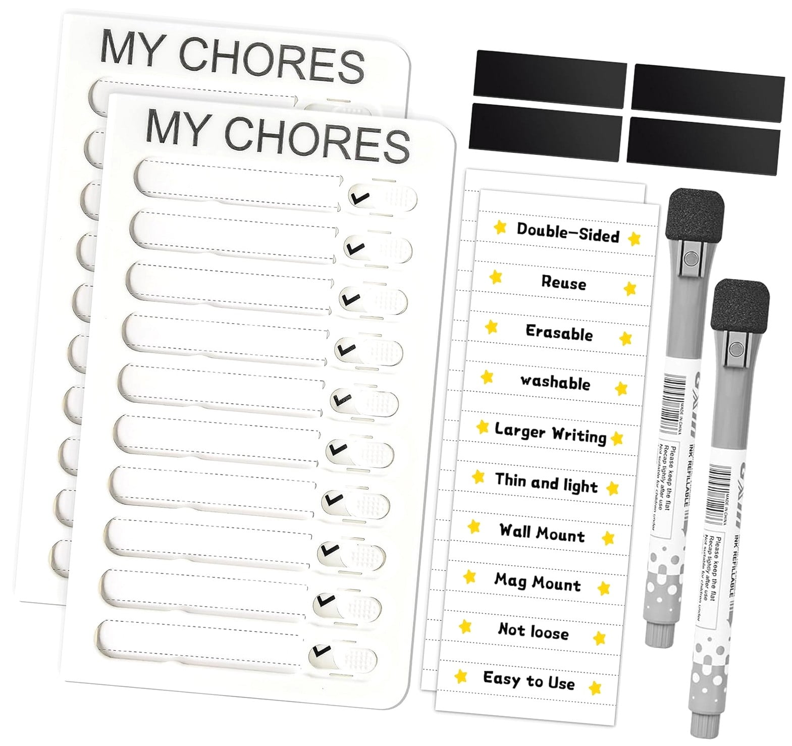 Hidove 2-Pack Set Chore Chart for Multiple Users, Morning Routine Habit ...