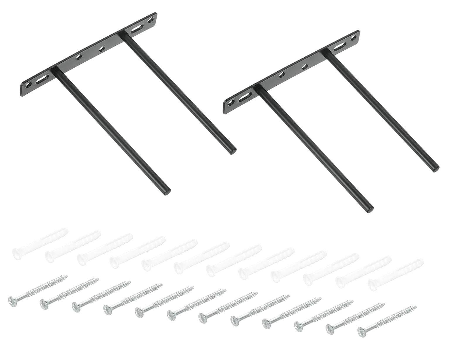 Hidove 2-Pair 2-Rod Floating Shelf Brackets, 8" 6-Hole Iron Concealed ...