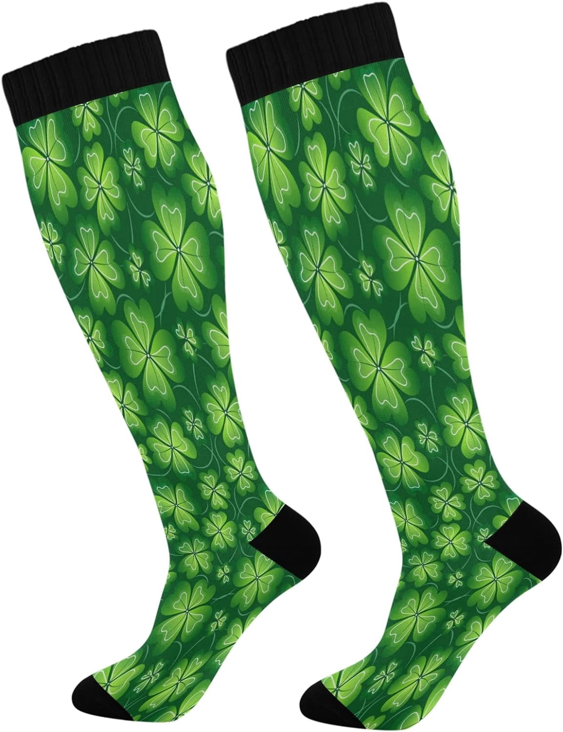 Hidove 2 Pair St.Patrick's Day Clover Compression Socks for Women Men ...