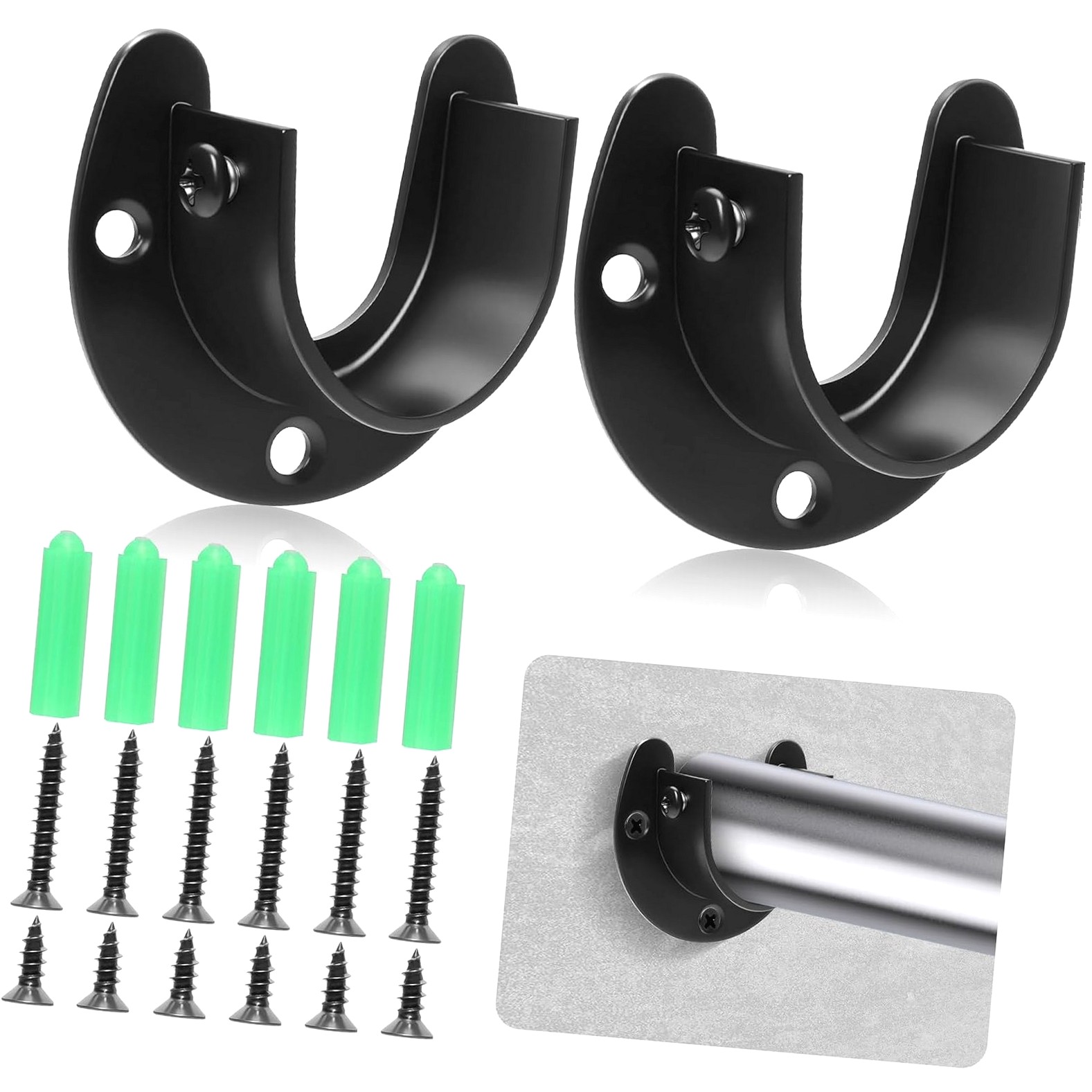 Hidove 2 Pcs Cabinet Rod , Flange Closet Rod Holders, Steel Closet Rod ...