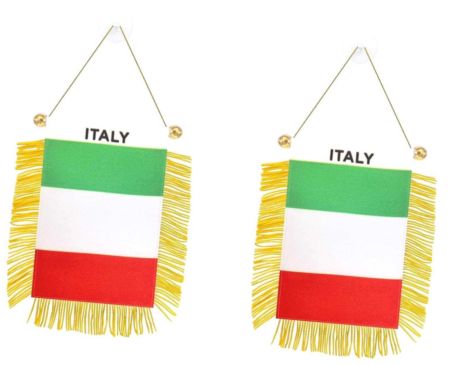 Hidove 2-Piece Italy Mini Window Hanging Flag, 3x5 Inch Italian Vehicle ...