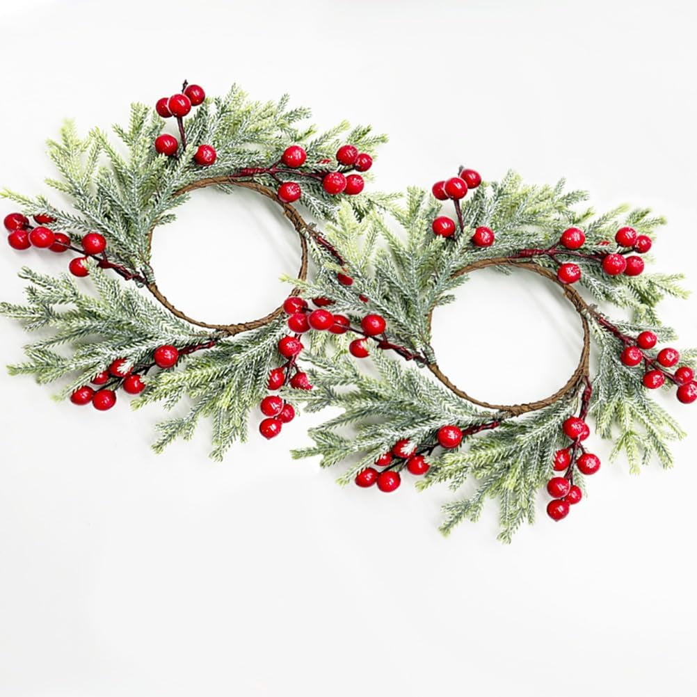 Hidove 2-Piece Small Christmas Wreath Artificial Cypress Wreaths with ...
