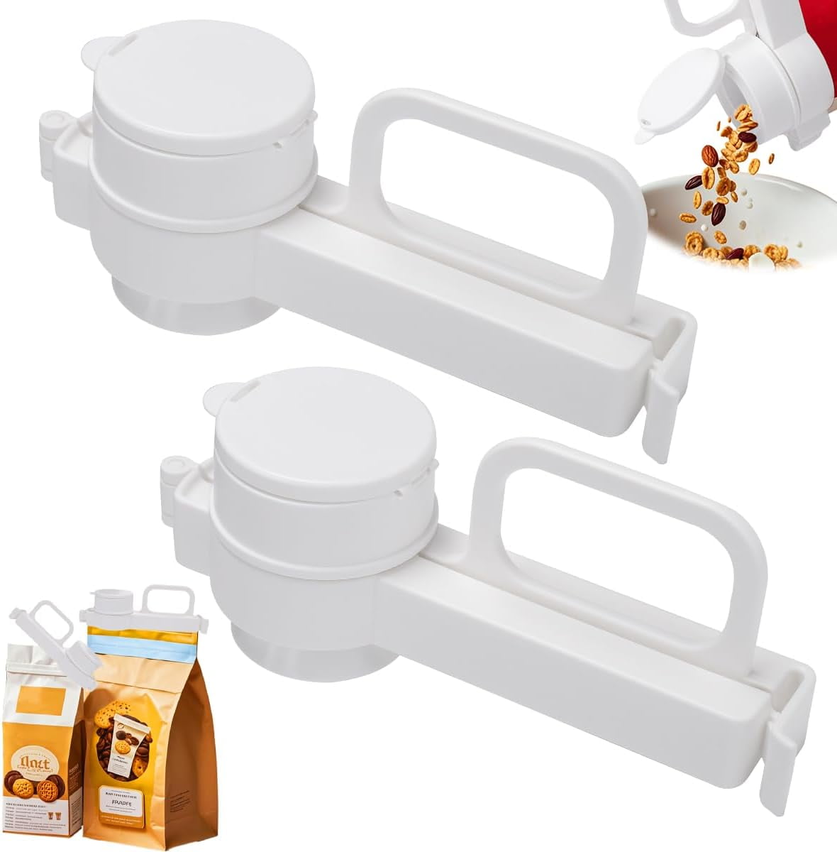 Hidove 2-Piece food storage clips with pour spouts, suitable for ...