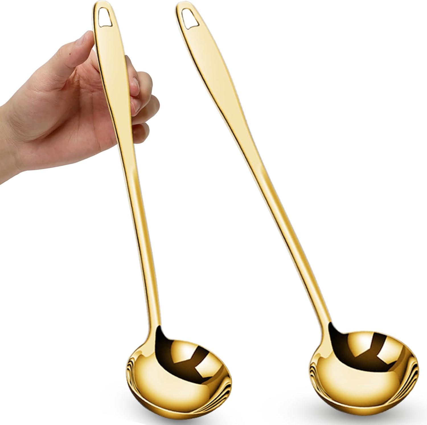 Hidove 2 Pieces Soup Ladle Soup Spoons 304 Steel Ladle, 12.2 Inch Long ...