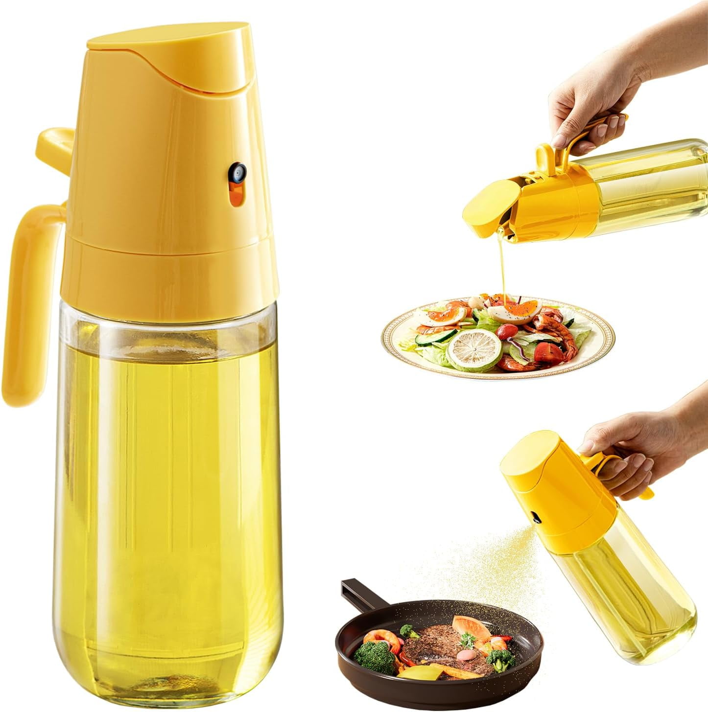 Hidove 2 in 1 Olive Oil Sprayer for Co, 17oz/500ml Glass Oil Spray ...