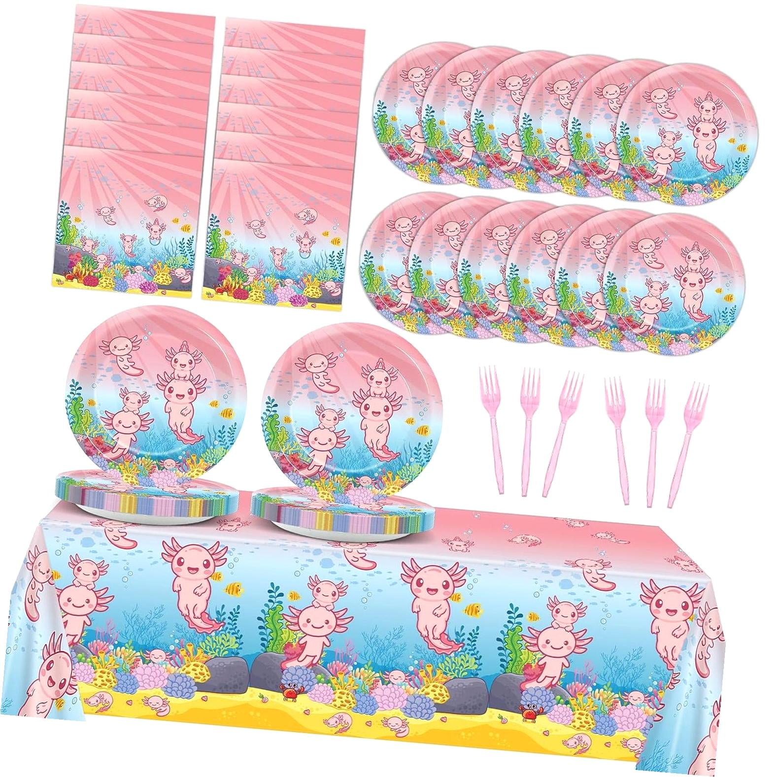 Hidove 20 Guests Cartoon Axolotl Birthday Party Supplies Reptile ...