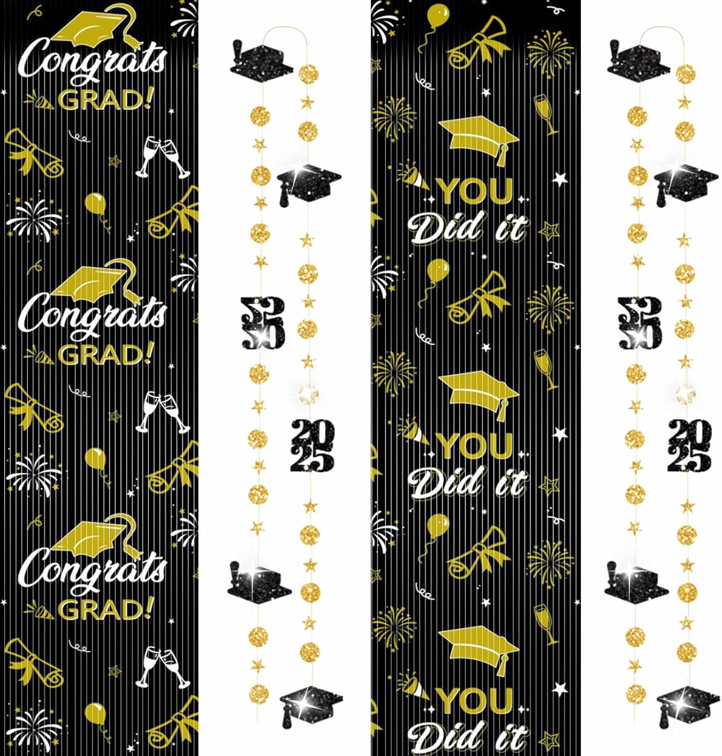 Hidove 2025 Graduation Decorations 2 Pa Foil Fe Curtains and 2 Pa ...