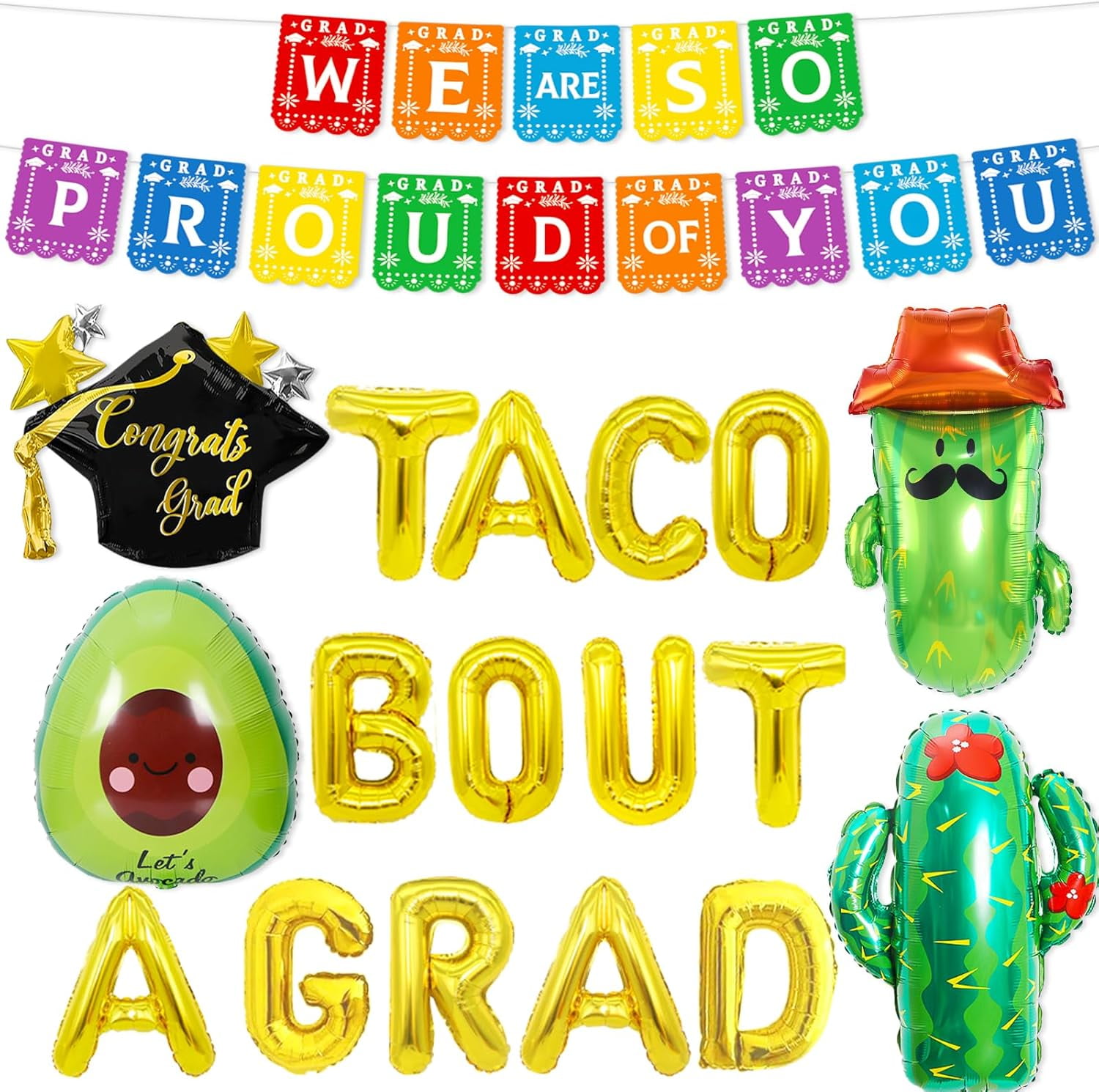 Hidove 20Pcs Taco Bout A Grad Decorations, Graduation Party Decorations ...