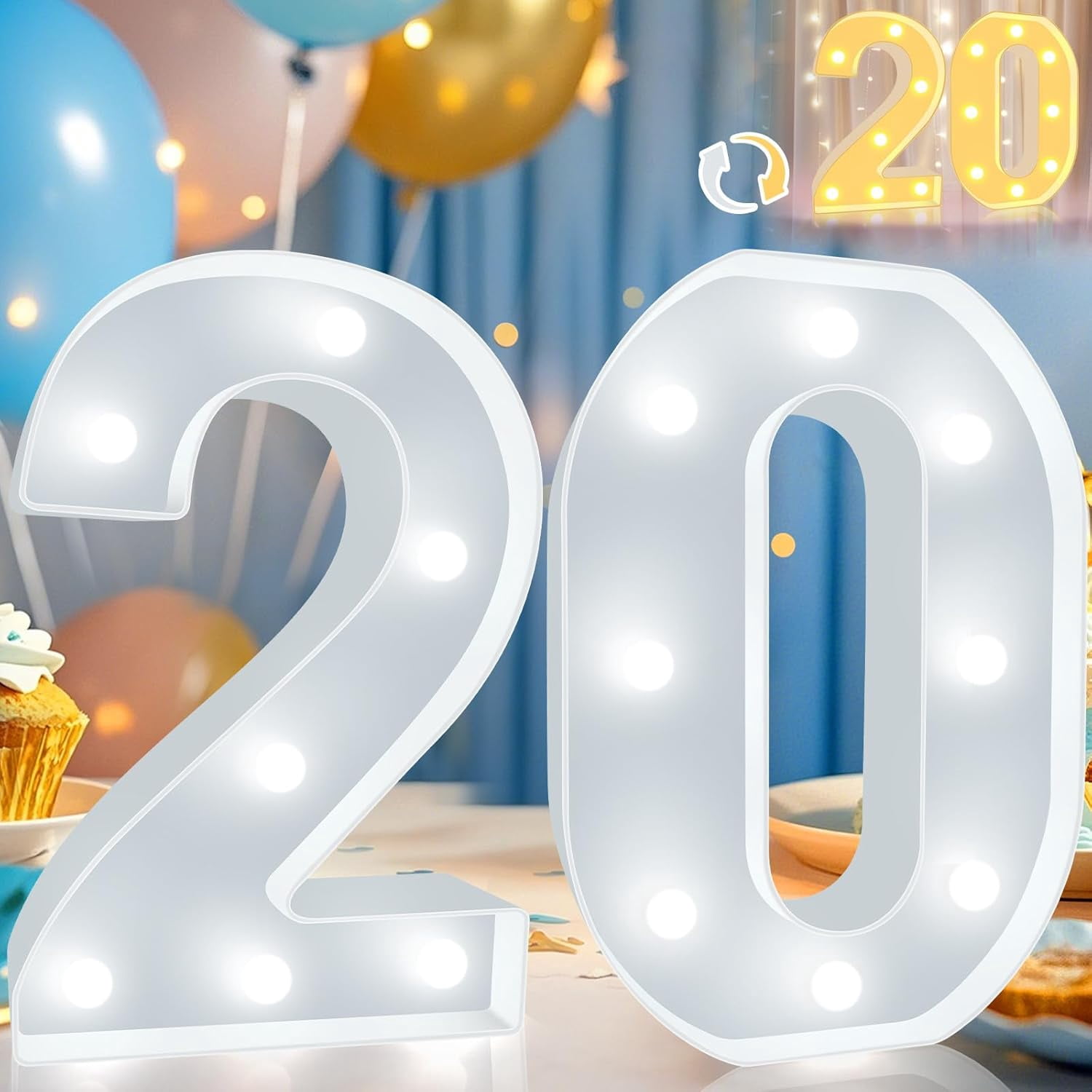 Hidove 20th Birthday Decoration for Her Him, Decorative LED Light Up ...