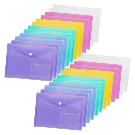 Hidove 24 Pack Plastic Envelopes A5 Folders with Button and Label ...