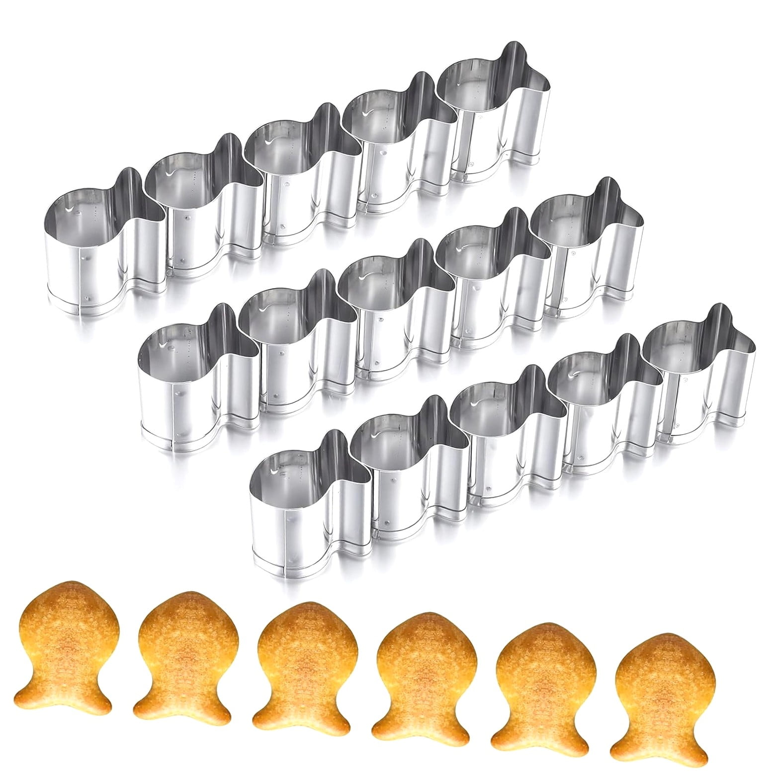 Hidove 3-Piece Fish Set, 5 Cavity Steel Fish Cookie Cutter, Cookie ...
