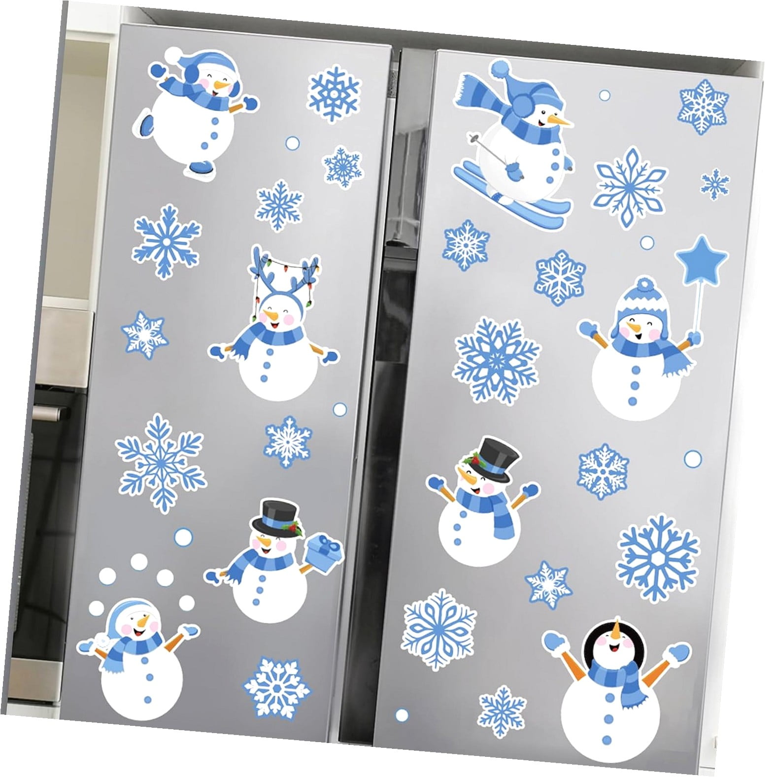 Hidove 39 Pcs Christmas Refrigerator Snowman Snowflake Fridge Sticker ...