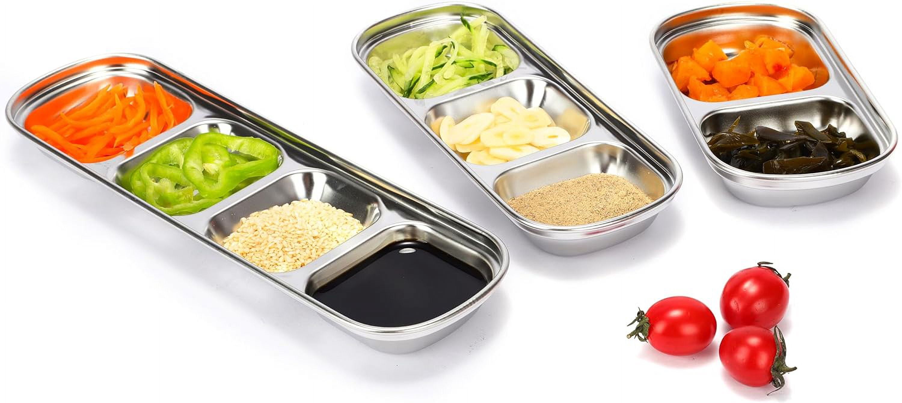 Hidove 3PCS Sauce Dish Steel Soy Tomato Sauce Salt Vinegar Sugar Spices ...