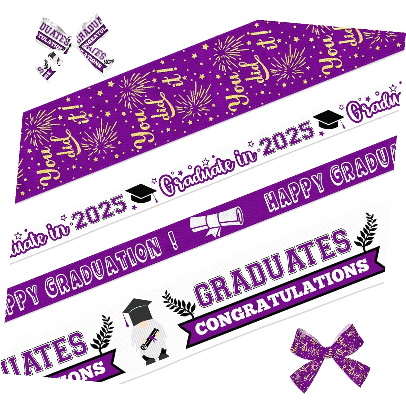 Hidove 4 PCS 2025 Graduation Ribbons, 1" and 3/8" Width Graduation ...