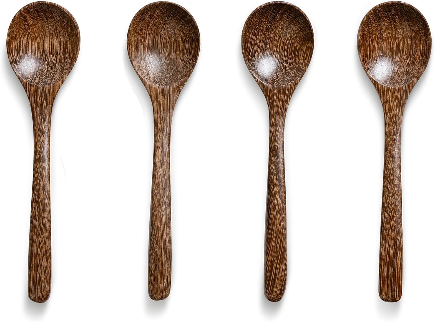 Hidove 4 PCS Wooden Spoons for Eating, 7 inch Wooden Honey Spoons for ...