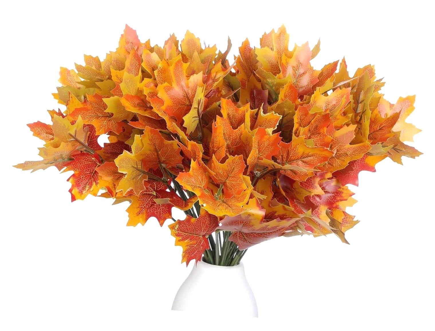 Hidove 4 Pcs Artificial Maple Leaves Branches Autumn Fake Shrubs Silk ...