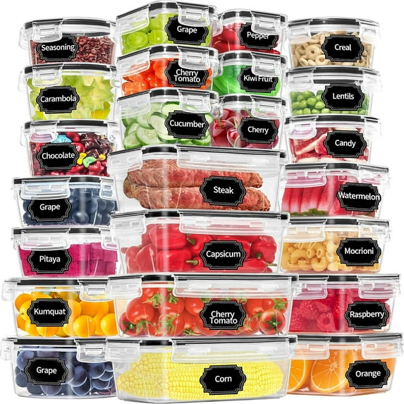 Hidove 48-Piece Airtight Container Set (24 Containers with 24 ...