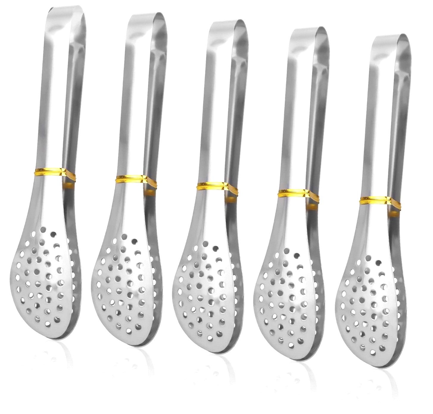 Hidove 5 Pcs Steel Kitchen Tongs, Serving Buffet Food Tong, Metal Salad ...