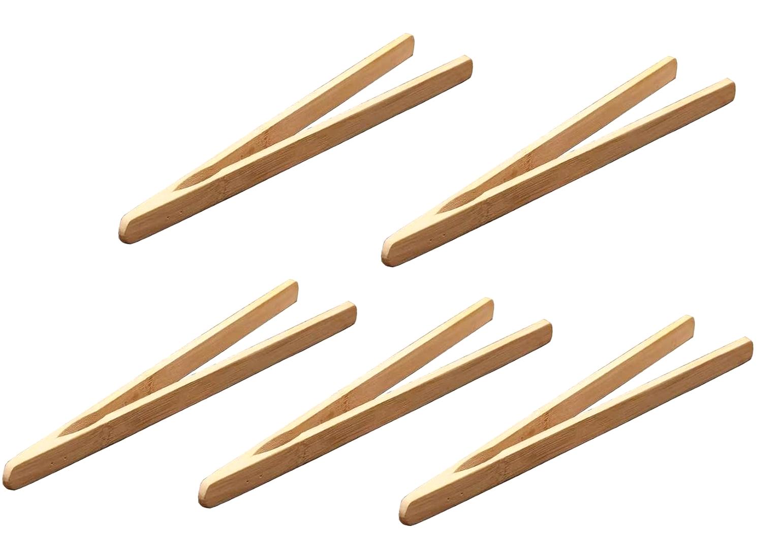 Hidove 5 Pieces Toaster Tongs, Heat Resistant Wooden Toast Tongs, Long ...