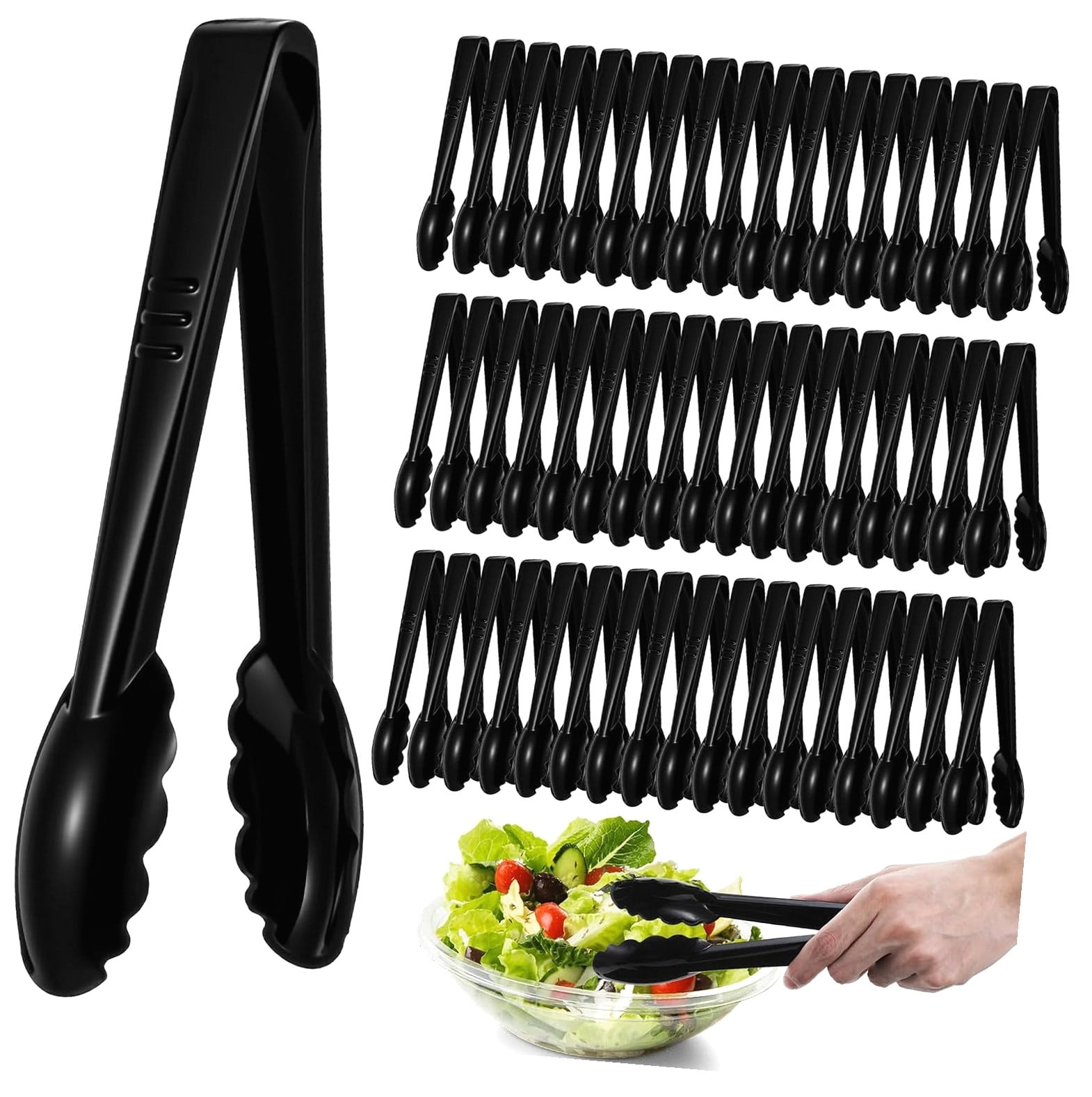 Hidove 50pcs 9 Inch Plastic Tongs For Serving, Plastic Serving Utensils ...