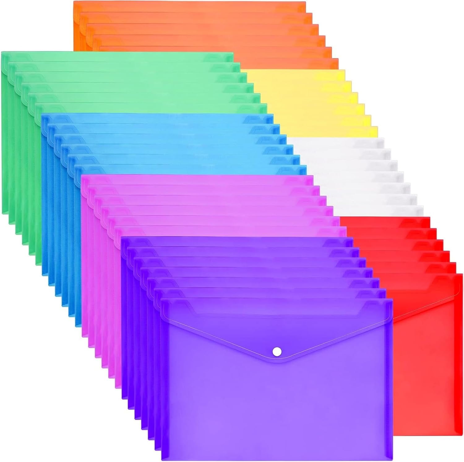 Hidove 50pcs Plastic Envelopes, Clear Envelopes, Document Folders with ...