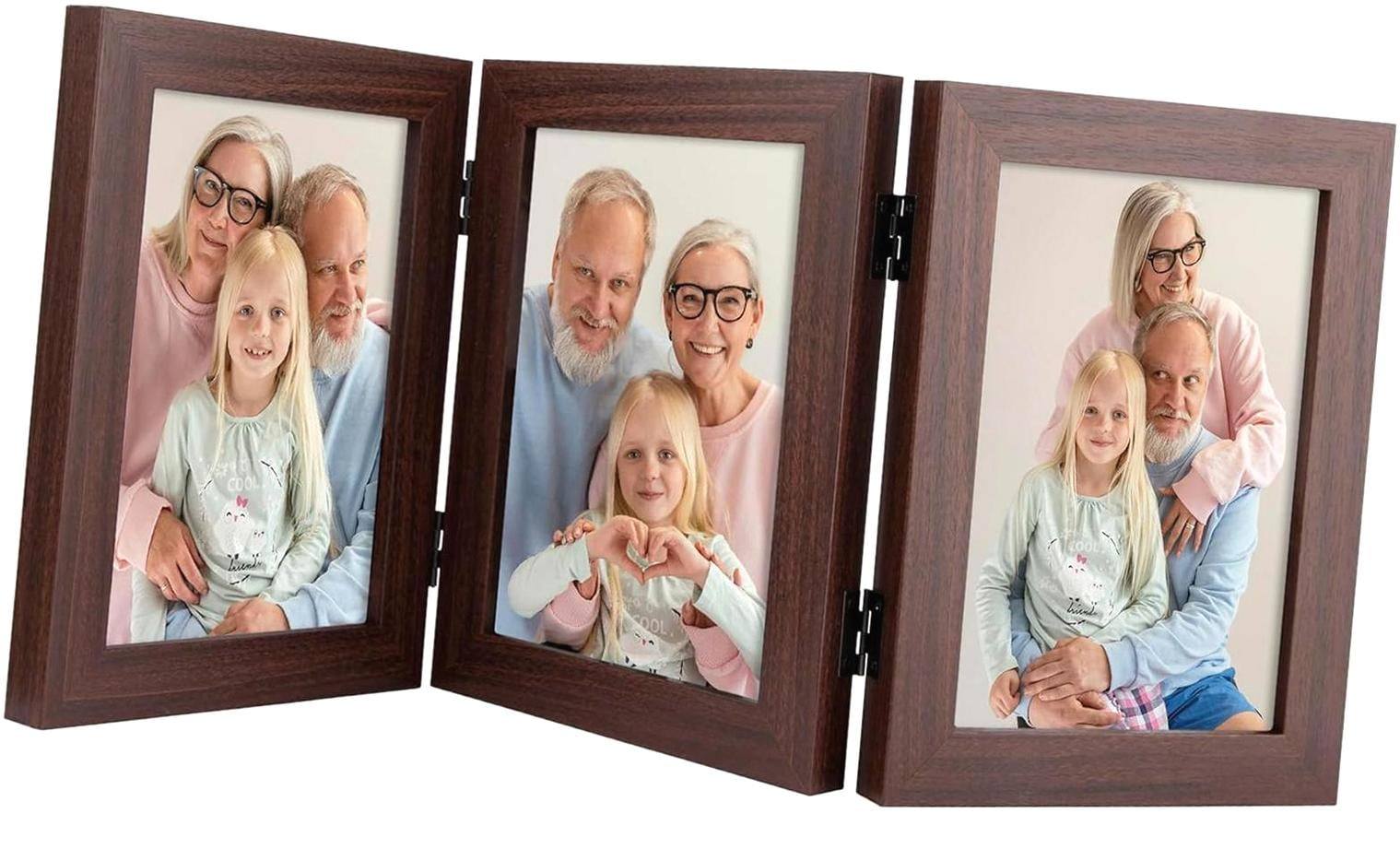 Hidove 5x7 Triple Picture, Trifold Photos Frame Collage, Hinged Picture ...