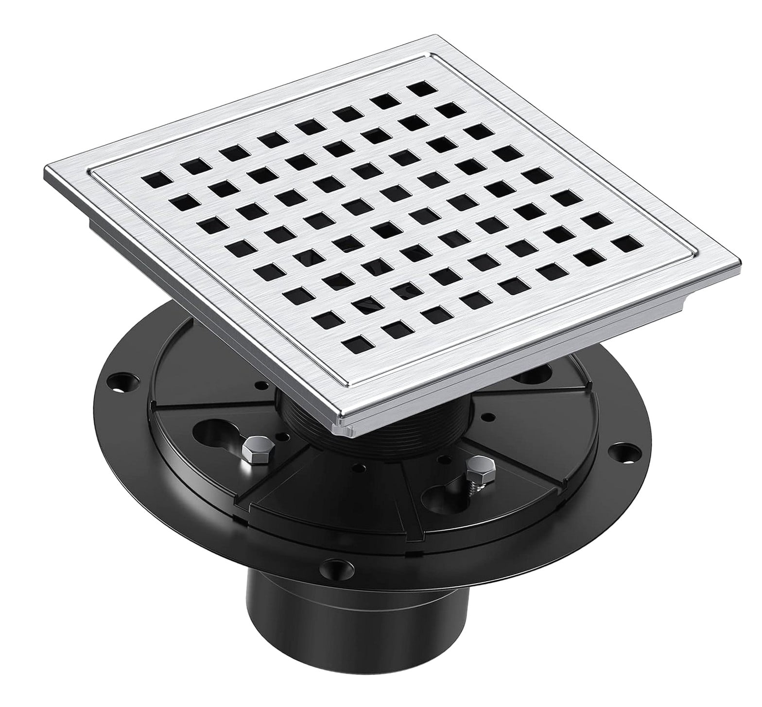 Hidove 6 Inch Square Shower Drain with Brushed and Removable Quadrato ...