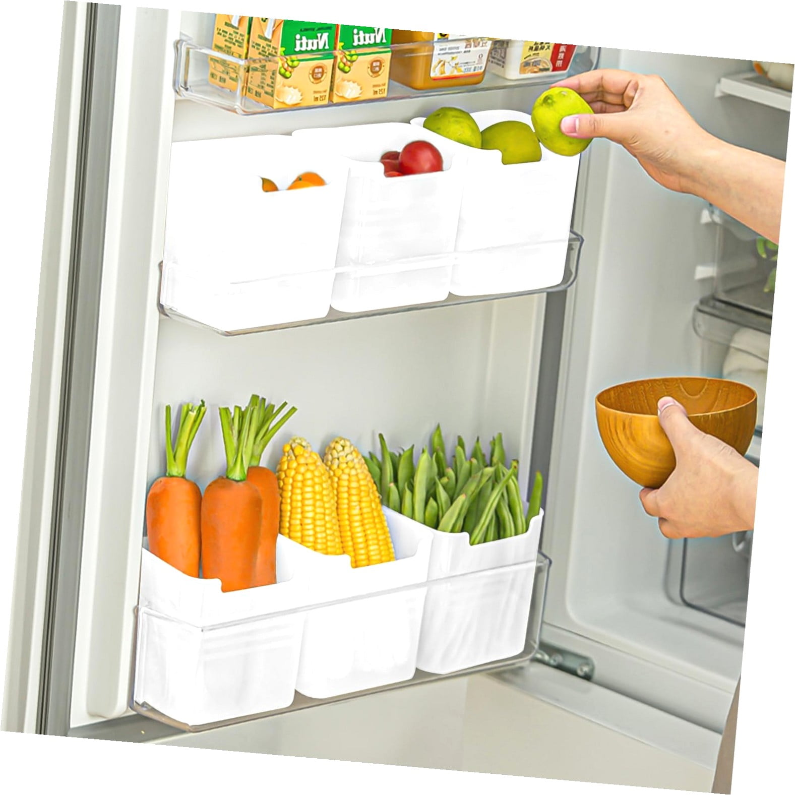 Hidove 6 Pack Refrigerator Organizer Box, Plastic Refrigerator Side ...