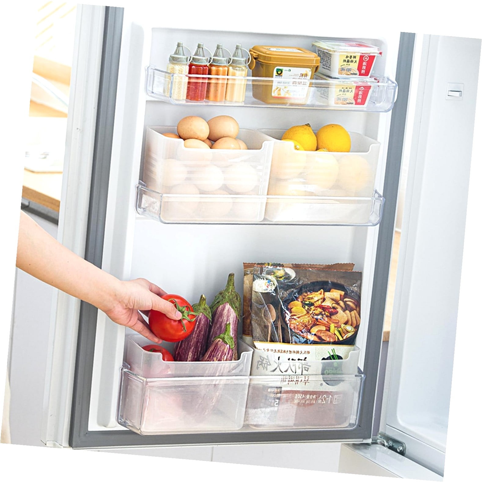 Hidove 6 Pack Refrigerator Organizer Box, Plastic Refrigerator Side ...