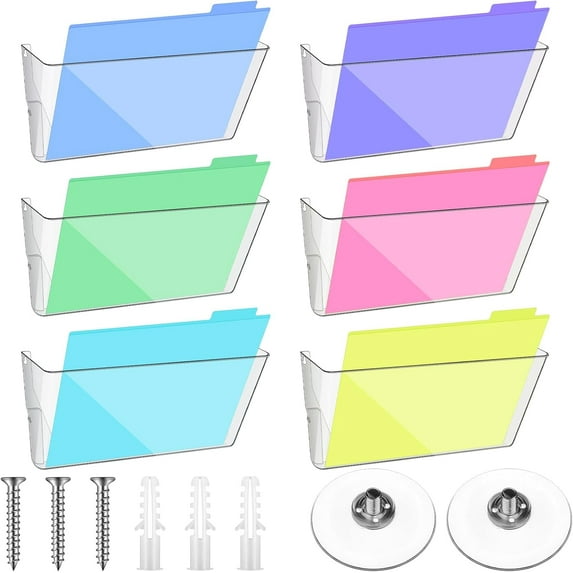 Hidove 6 Pcs Plastic Single Pocket Wall File Holders Size Wall File ...