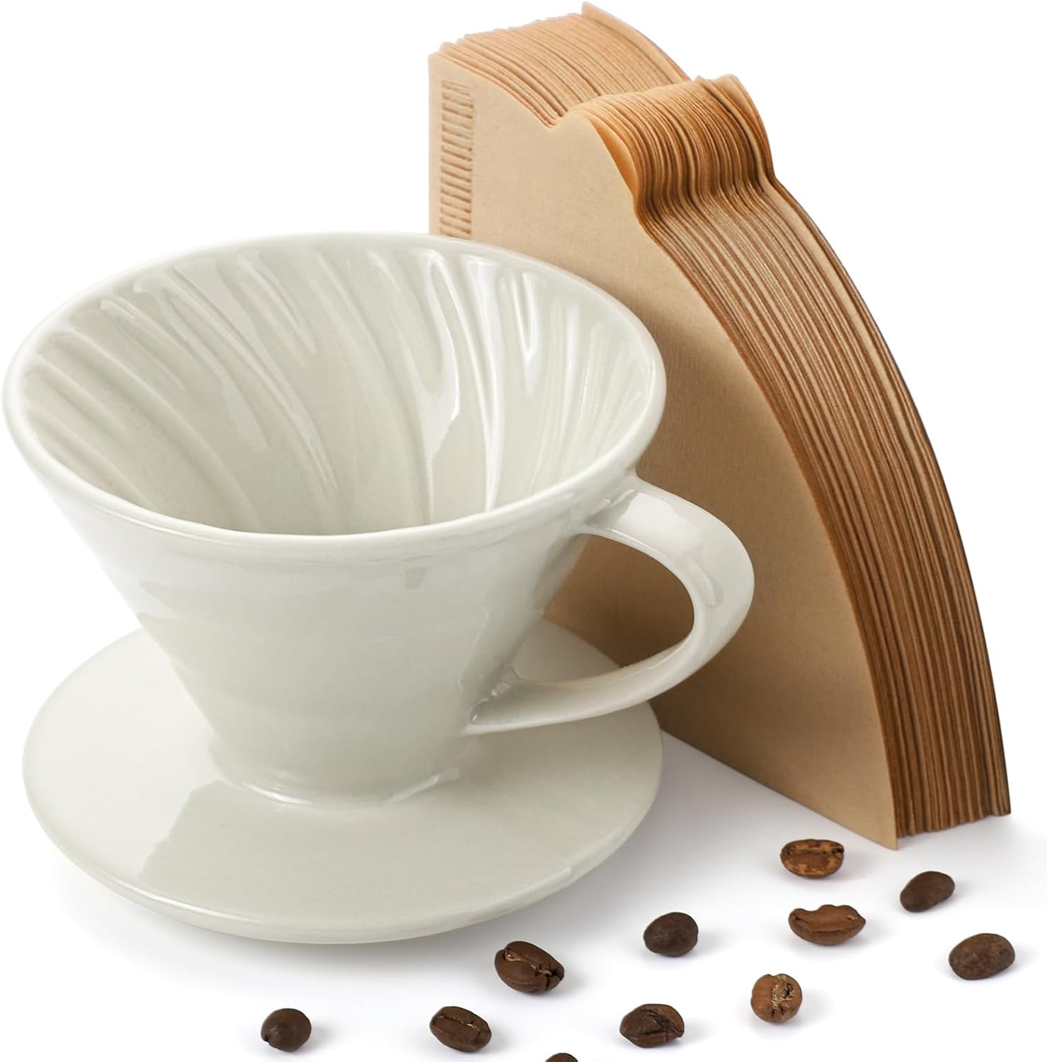 Hidove 60 Ceramic Pour Over Coffee Dripper, Porcelain Pour Over Coffee ...