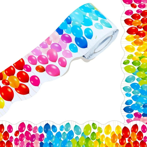 Hidove 60 Feet Bulletin Borders, Color Pattern Scalloped Rolled Border ...