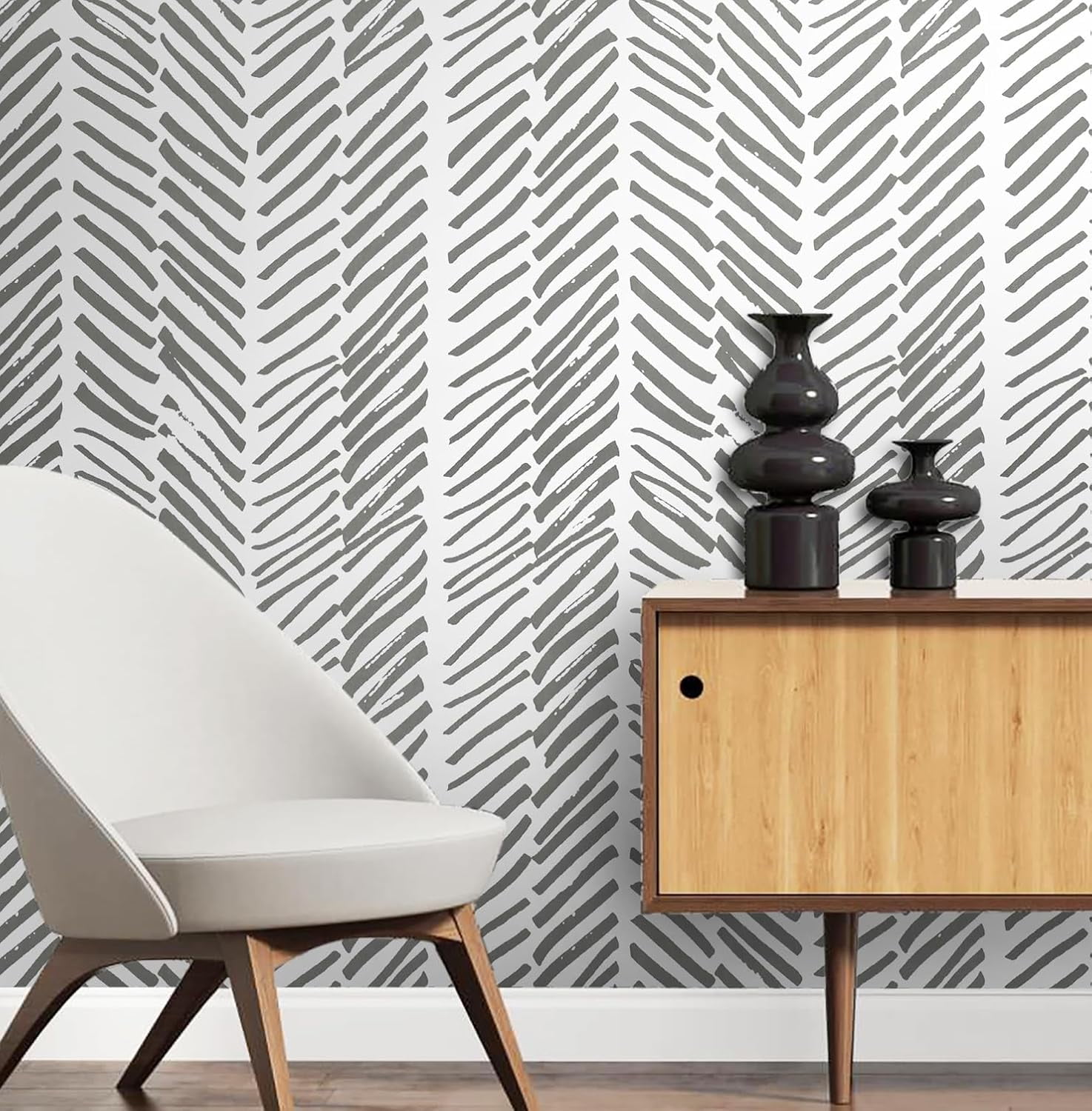Hidove .7" 118" Dark Grey Wallpaper Line and Stick Wallpaper Striped ...