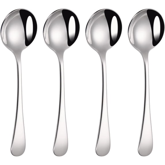 Hidove 7-Inch Soup Spoons Silverware , 18/10 Steel, (4-Piece Set ...