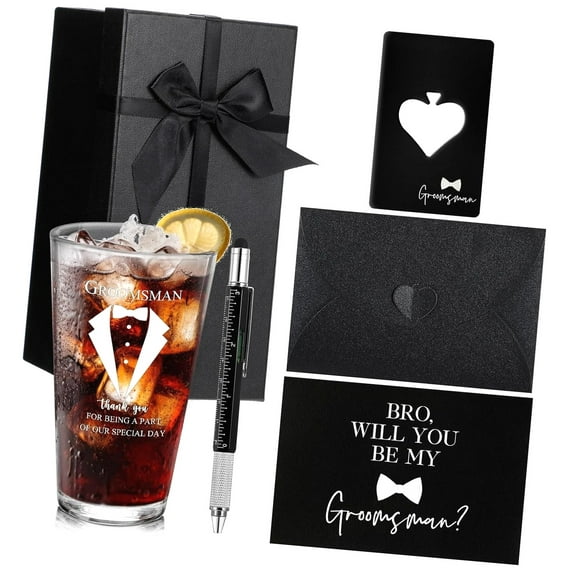 Hidove 7 Pcs Groomsmen Wedding Proposal 16 oz Cup Opener Socks Multi ...