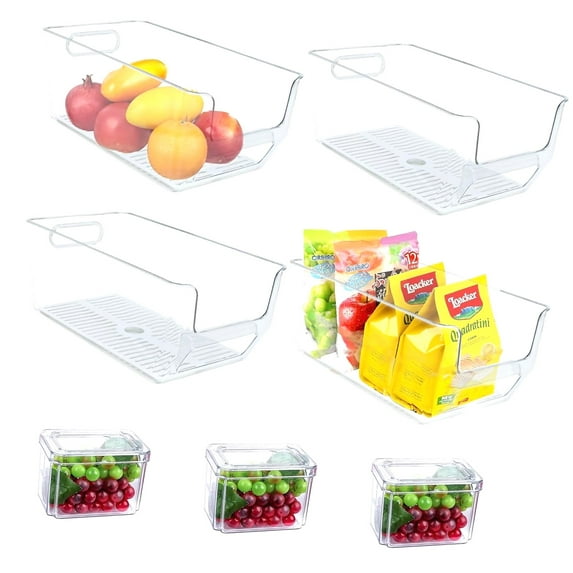 Hidove 7-Piece Clear Plastic Storage Bins, Refrigerator Organizer ...