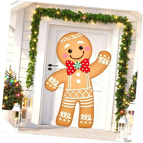 Hidove 70.8 Inch Christmas Backdrop Decorations Ginger Man Door Banner ...