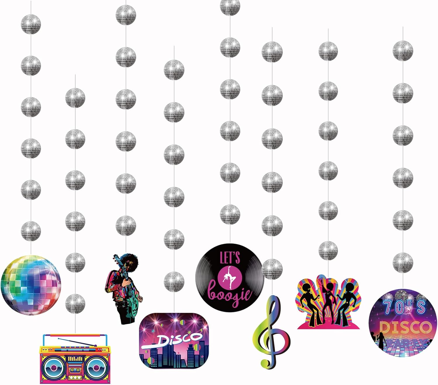 Hidove 70s Disco-Theme Party-Decorations Garland Streamers - 8pcs ...
