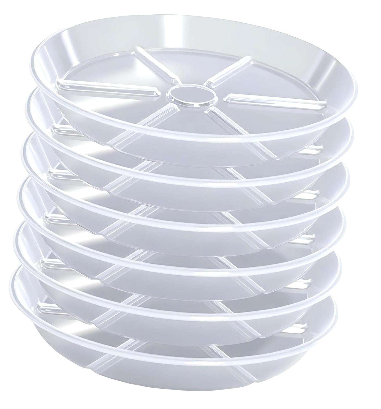 Hidove 8 Inch Plant Saucers, 6 Pack Clear Plastic Trays, Round Drip ...