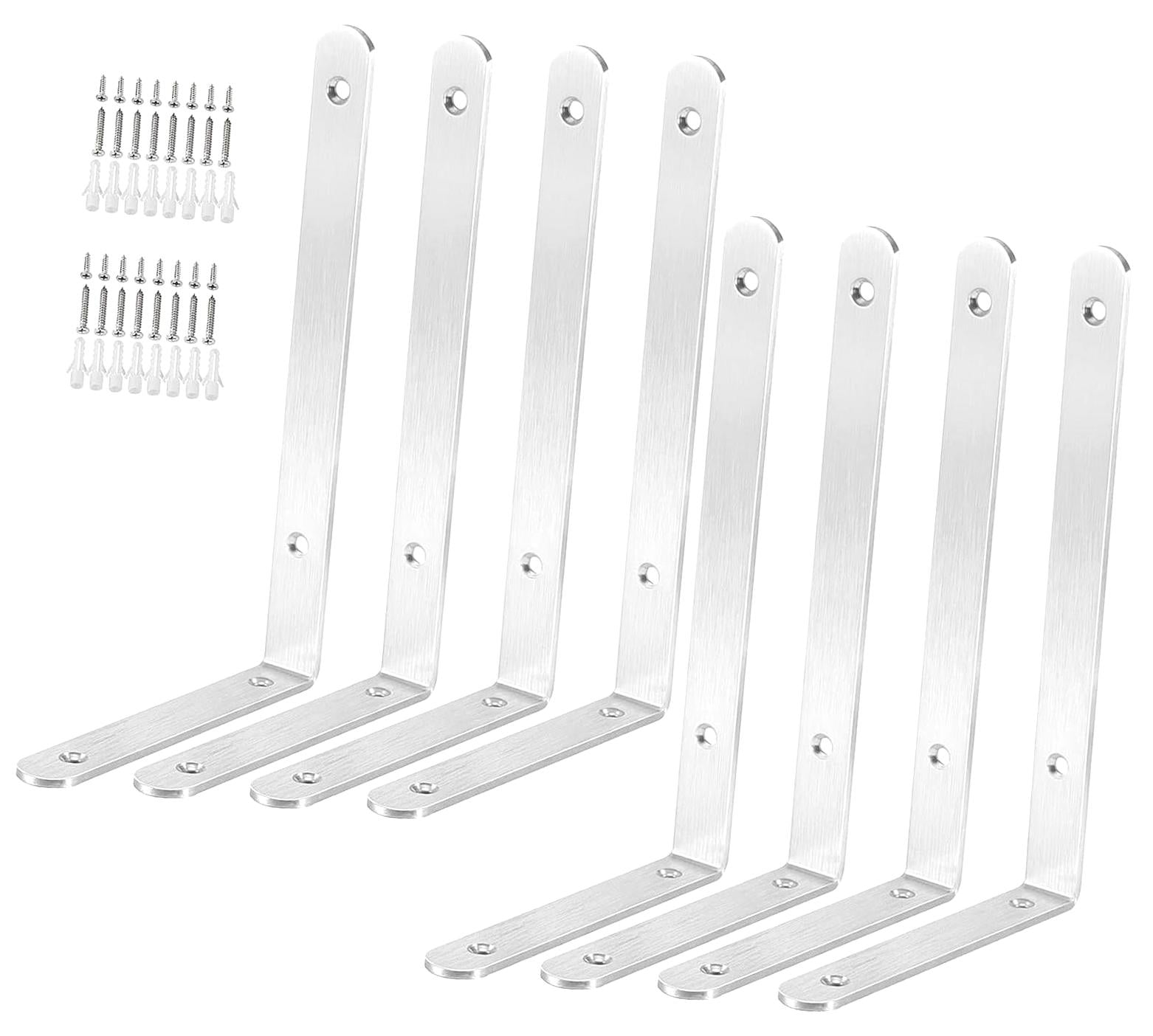 Hidove 8-Piece Set 10 x 6 x 1 Inch Silver L-Shaped Shelf Brackets ...