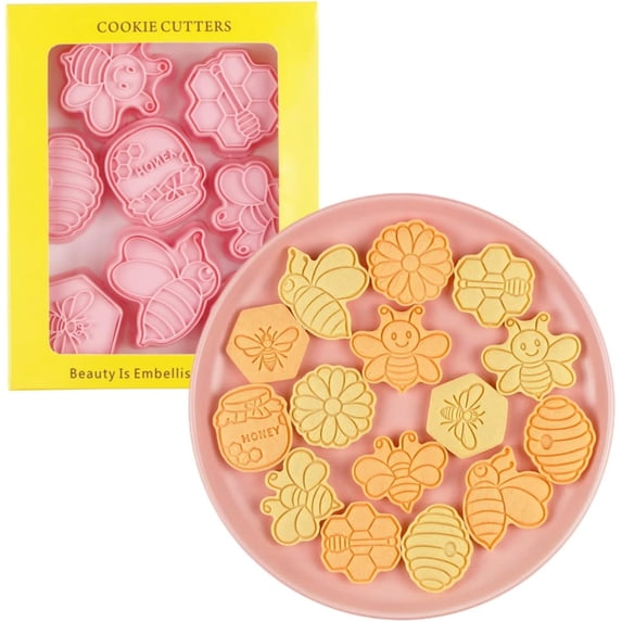 Hidove 8 Pieces Honey Bee Cookie Mould Cookie Set Plastic Cookie Press ...