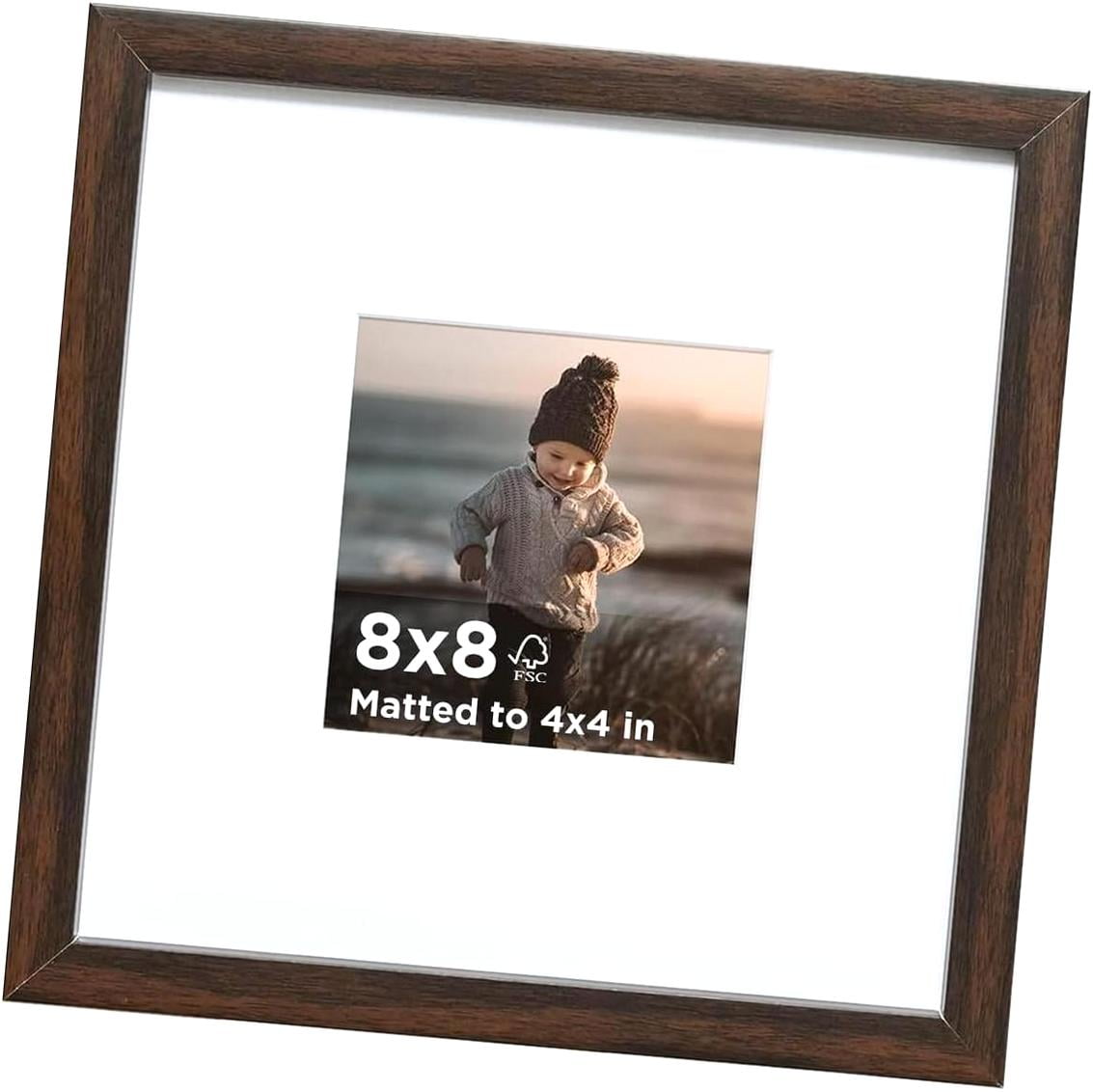 Hidove 8x8 Picture Brown, Square Photo with Plexiglass for Picture 4x4 ...